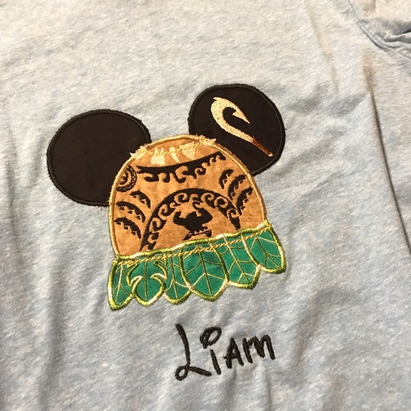 Character Inspired Mouse Moana Maui Hawaiian Prince Embroidery Applique ...