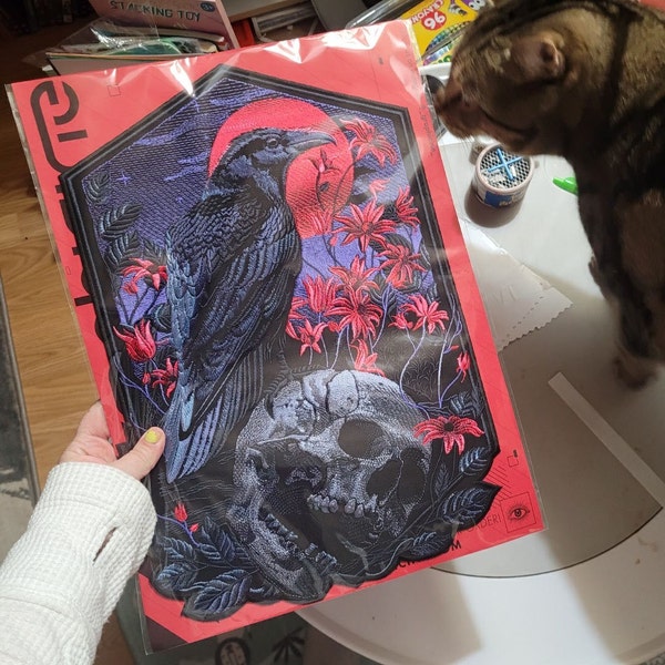 Embroidered Raven Skull Patch: Crow Occult Gothic Medieval Wicca Iron ...