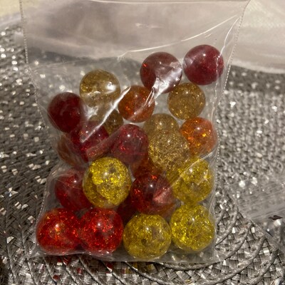 14mm 10 Cracked Marbles, Fried Marbles, Translucent Pink Opal Cracked ...