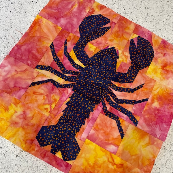 The Lobster Quilt Block #47 - 12 Inch PDF Paper Piecing Pattern - Etsy