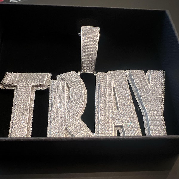 Iced Out Drip Name Necklace: Custom Cuban Link Chain, Cubic Zircon Hip ...