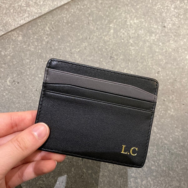 Personalised Leather Card Holder, Slim RFID Blocking Wallet, Custom ...