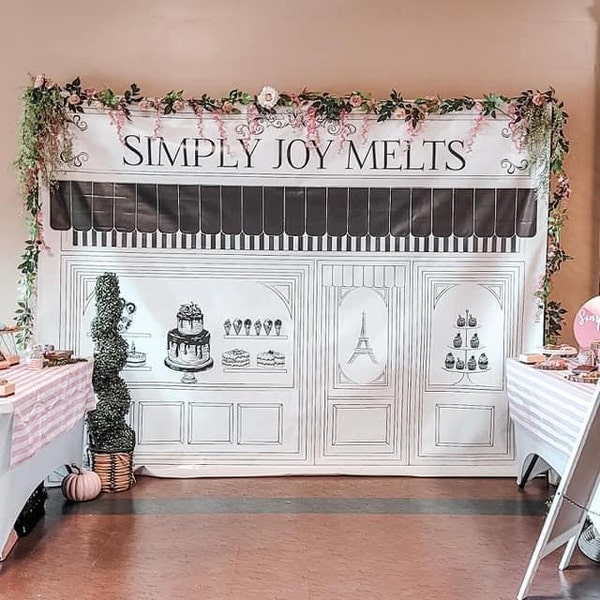 Paris Cafe Backdrop, Eiffel Tower, Elegant Design, Birthday, Bridal ...