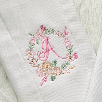 Floral Monogram Embroidery Fonts Design Bundle Flower Bunch Motif ...
