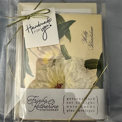 Personalized Flat Note Cards BLUE HYDRANGEA Floral Stationery Flower ...