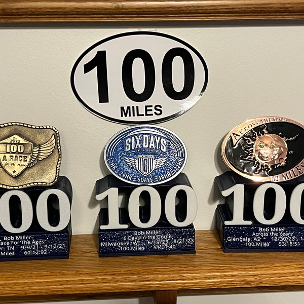 Custom Ultra Marathon Belt Buckle Display With Wood Numbers ...