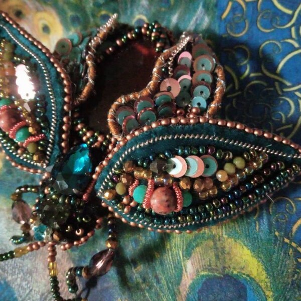 Hand Embroidered Moth Monarch Butterfly Brooch Pin for Woman Jacket ...