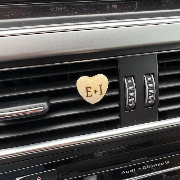 Two Letters Wooden Heart Air Vent Clip Accessory With Couples Initials ...
