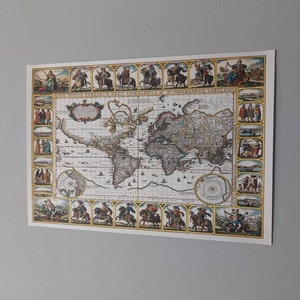 Medieval World Map Psalter Map With a Blessing Christ, Two Angles and ...