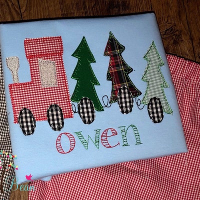 Christmas Tree Train Applique' Embroidery Design, Train Embroidery File ...