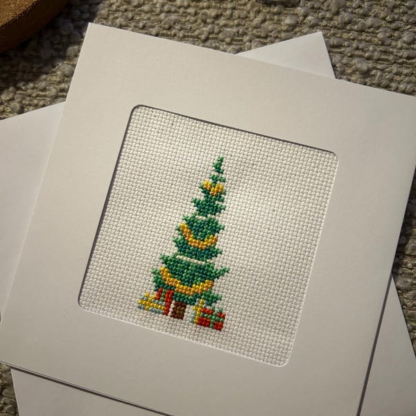 20 Tiny Cross Stitch Christmas Trees Set , Mini Star Cross Stitch ...