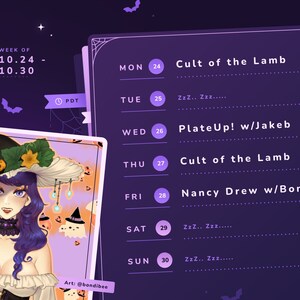 Spooky Notes: Stream Schedule Template Cute Purple/grey Halloween ...