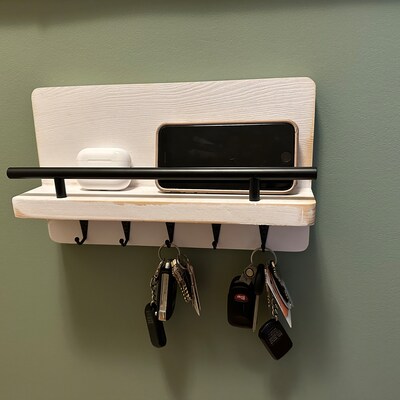 Key Holder and Mail Shelf Entryway Decorative Wooden Wall Organizer ...