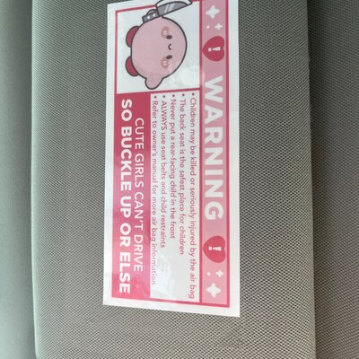 Cute Knife Pastel Warning Sticker Pink Kawaii Decal, Airbag Label, Cute ...
