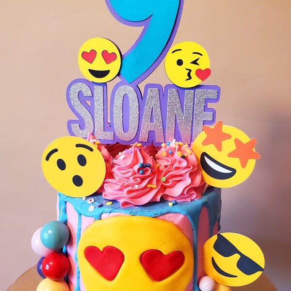 EMOJI CAKE TOPPER Emoji Party Emoji Birthday Emoji Cake Emoji Topper ...