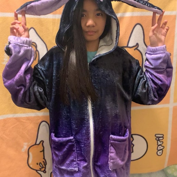 Fluffy Pastel Goth Bunny Ear Hoodie Yami Kawaii Rabbit Hoody Creepy ...