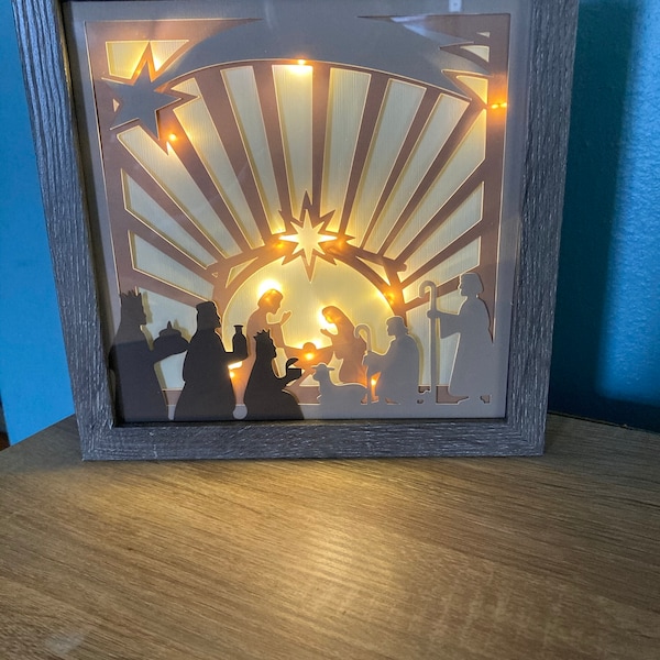 Framed Nativity Light up Shadowbox - Etsy
