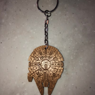 Key Chain Star Wars Millennium Falcon Wood Keychain Laser Engraved Han ...