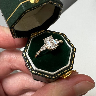 Emerald Color Luxury Handmade Keepsake Velvet Ring Box Single Slot ...