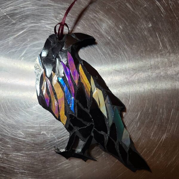 Northern Lights Raven Night Glass Mosaic - Etsy
