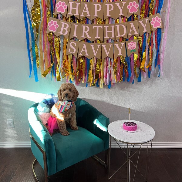 Paw Print Happy Birthday Banner, Dog Birthday Banner, Puppy Birthday ...