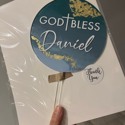 Baptism Cake Topper, God Bless Cake Topper, First Holy Communion Cake ...