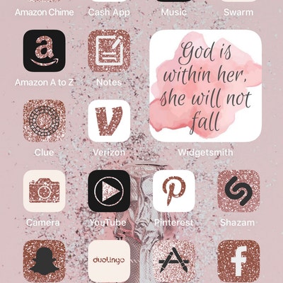 Ios14 Rose Gold Glitter Icon Pack Rose Gold iPhone IOS14 App - Etsy