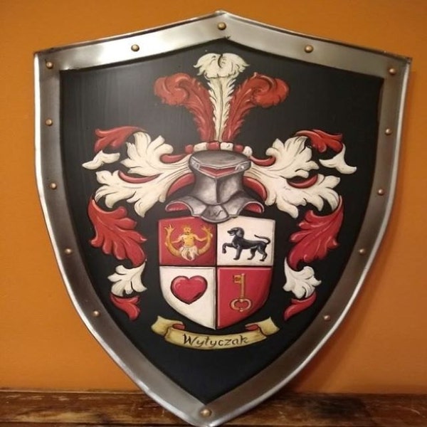 Knight Shield With Hand Painted Family Crest Coat of Arms Shield ...