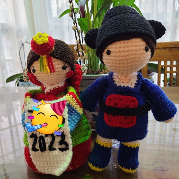 Crochet Doll Pattern, Korean Hanbok Wedding Bride, Amigurumi Doll ...