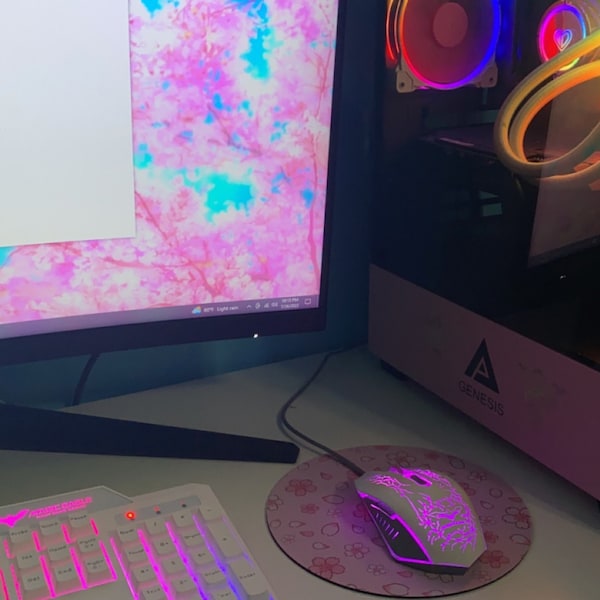 Cherry Blossom Desk Mat Kawaii Pink Mousepad, Cute Pastel Anime ...