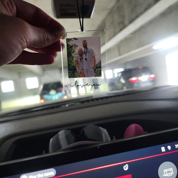 Custom Photo Car Mirror Tag | Photo Ornament | Photo Drive Safe | Rear ...
