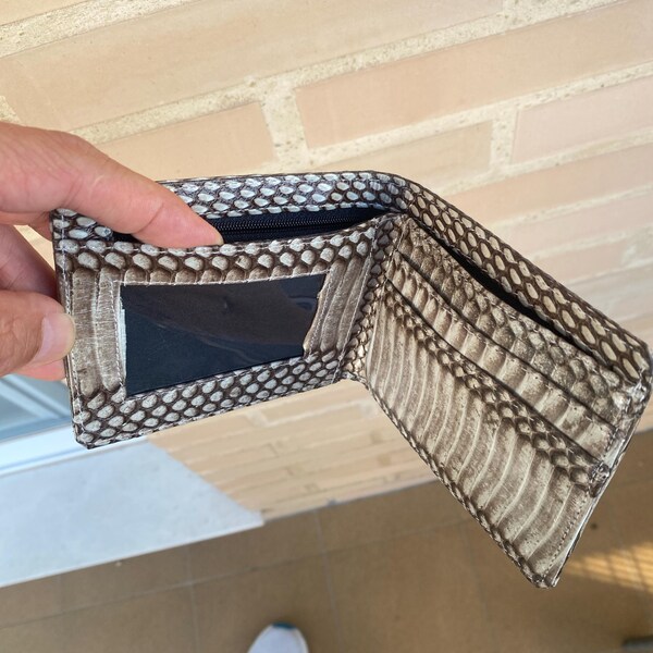 Genuine Monitor Lizard Combi Snake Skin Men's Wallet Bifold Black Brown ...