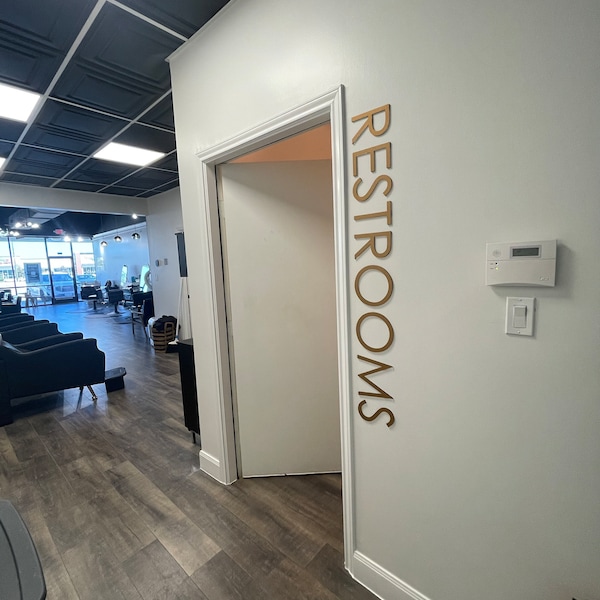3D Restroom Sign Typography Letters - 6" X 48" - Modern Office Home ...
