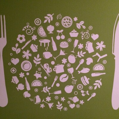 Cutlery Wall Vinyl Decal Food Stickers Cafe Art Interior Housewares ...