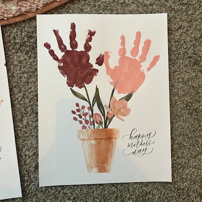 Flower Handprint Craft Art, Printable Mothers Day, for Mom or Grandma ...
