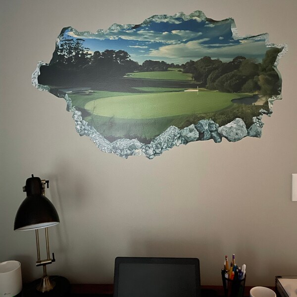Golf Wall Decal - Field Course 3D Smashed Wall Art Sticker Kids Room ...