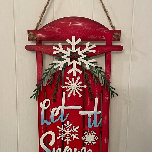 Sled Door Hanger, Let It Snow Sled, Door Decorations, Laser Cut File ...