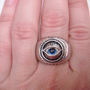 Illuminati Eyeball Ring, Goth Evil Eye Ring, All Seeing Eye Cool Biker ...