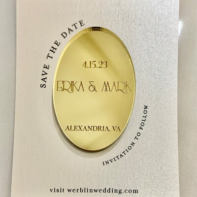 Boho Save the Date Mirror Acrylic Magnets Custom Personalized / Arch ...