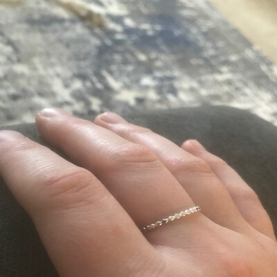 Hammered Beaded Sterling Silver Stacking Ring Stackable Ring Set Dainty ...