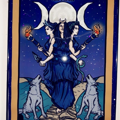 The Goddess Hecate Triple Moon Goddess Hekate Wheel Tarot Card Poster ...