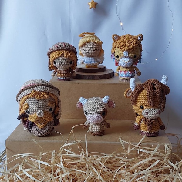 Nativity Set Crochet Pattern Shepherd Camel Angel Ox Calf Bull ...