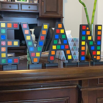 Black brick Script Stand-up Letters, Embedded With Real Bricks. - Etsy
