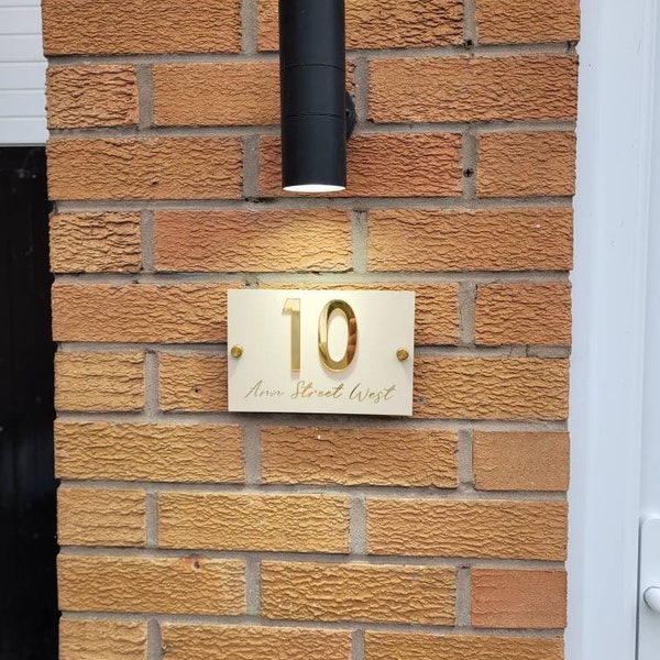 House Number Sign, Square Edge Personalised Standoff Plaque, Mirror ...