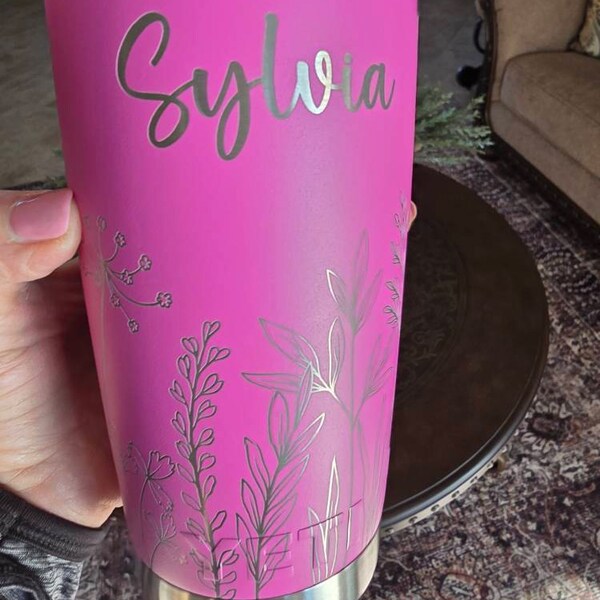 Personalized Floral Stanley Cup 30 Oz, Wildflower Engraved Tumbler ...