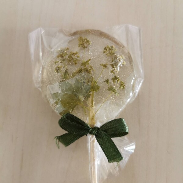 10 Gold Peach Elder Flower Lollipops, Edible Hard Candy With Natural ...