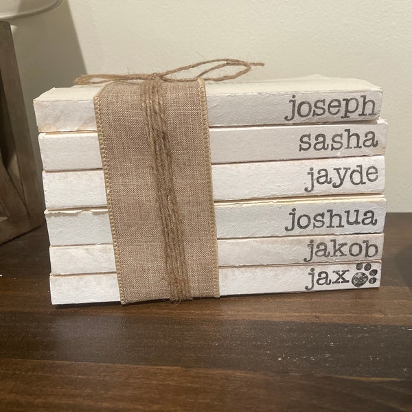 Custom Farmhouse Book Stack / Real Books / Stamped Books / Book Sets ...