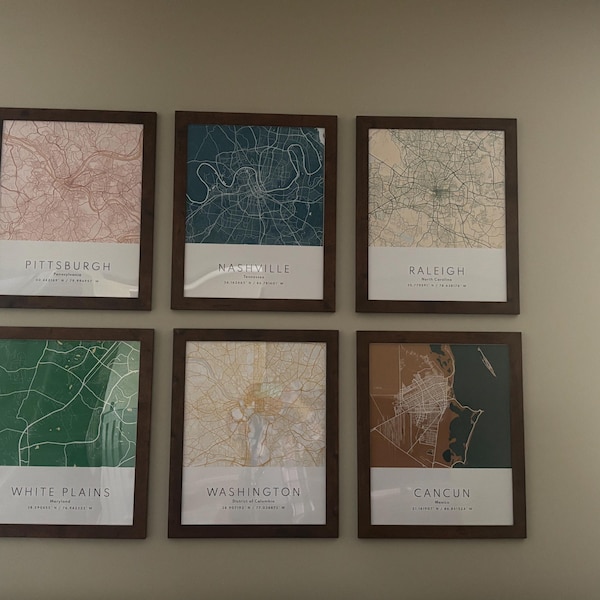 Set of 3 Custom Maps, City Map Prints, Custom Map Print, Custom Any ...