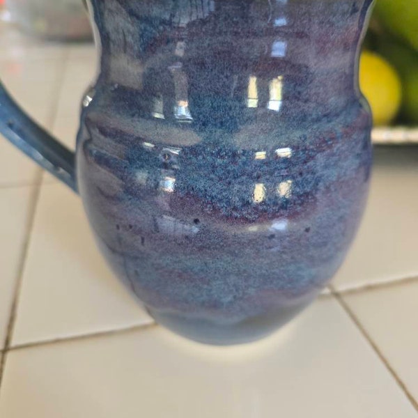 Hand Thrown 22 Oz Fluted Porcelain Cone Mug in Dark Copper Blue and Red ...