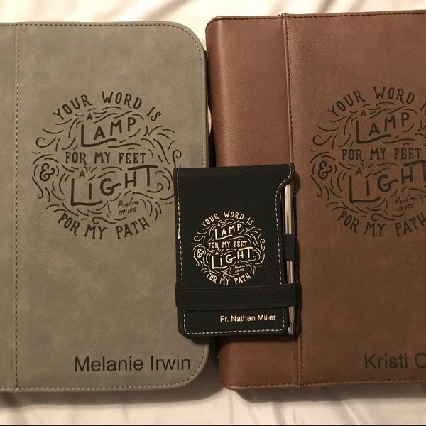 Personalized Faux Leather Notepad With Pen - Laser Etched Professional ...